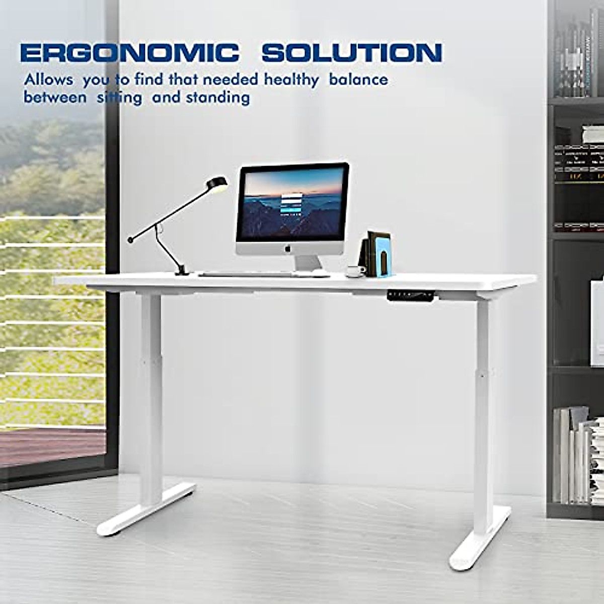 AIMEZO Dual Motor Electric Standing Desk Base Adjustable Desk Frame with 4 Programmable Memory Sit Stand Desk for Home Office