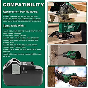 [2Pack] Upgraded 6.0 Ah High-Output 18V Battery for Hitachi 18-Volt Tools 339782 BSL1830C BSL1815X BSL1815S BSL1830 330139 330557 Also for Metabo HPT 18V Battery