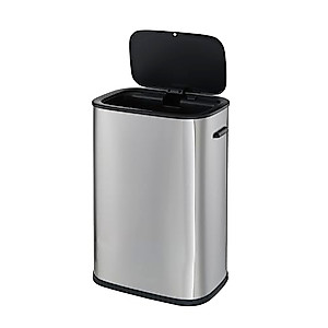 Casa Andrea Milano 14.5-Gallon Soft-Close, Smudge Resistant Trash Can with Automatic Touchless Motion Sensor, Large and Space-Saving