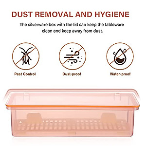 Alipis Flatware Plastic Tray with Lid Silverware Dinnerware Organizer Utensil Holder Kitchen Cutlery Tray Drainer Boxes Countertop Storage Container