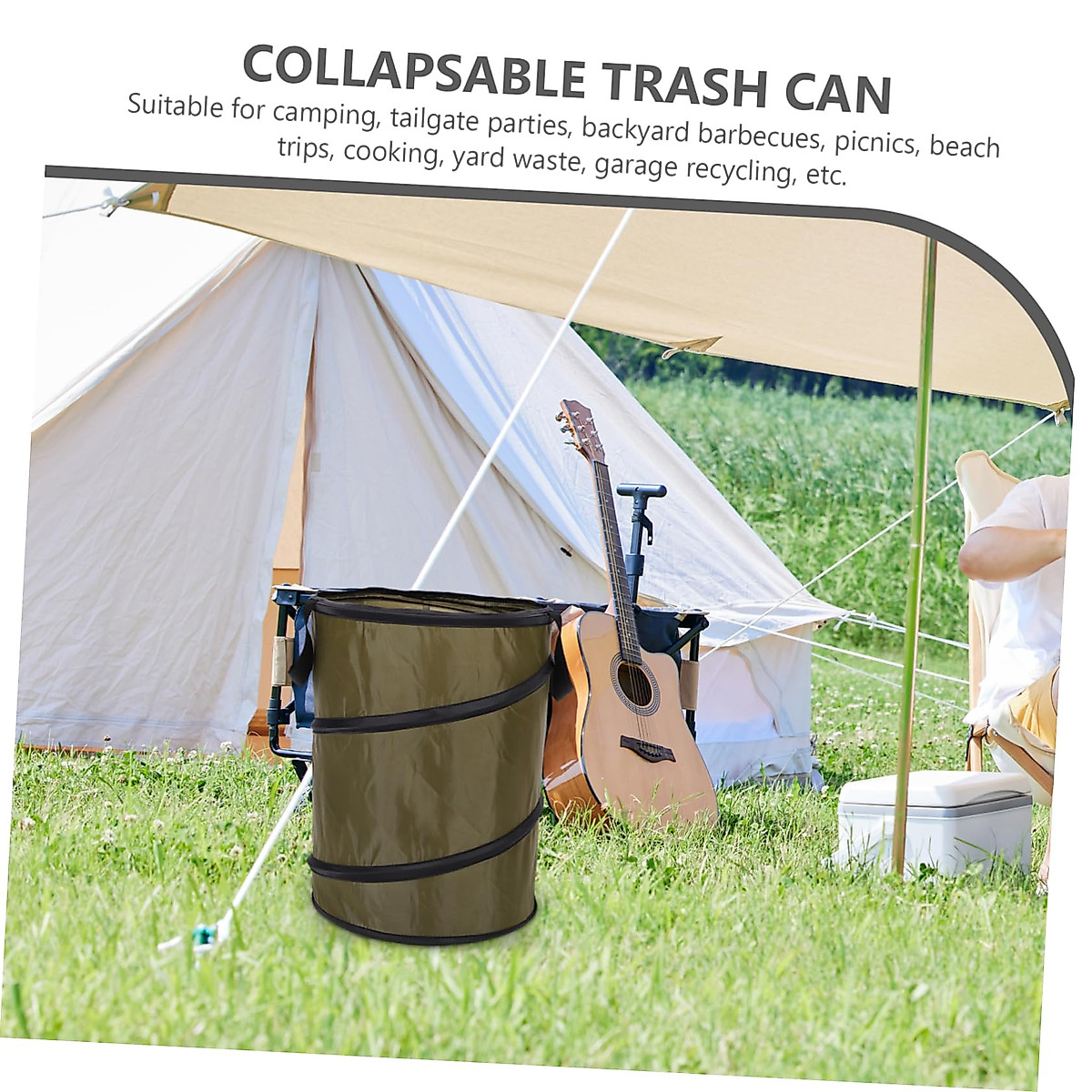 GANAZONO Folding Trash can Recycle Trash can auto Trash Bag Portable car Trash can Portable Garbage bin car Trash bin Camping Garbage can Yard Waste Container Lawn Steel Wire Household