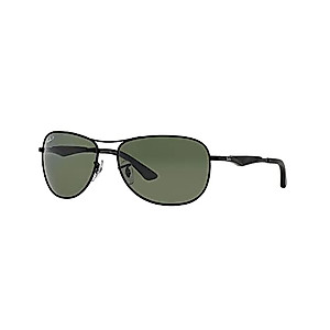 Ray-Ban Men's RB3519 Aviator Sunglasses, Matte Black/Green Polarized, 59 mm