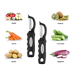 CDNGELO Professional Fruit and Vegetable Peeler Set of 2 for Potatoes, Apples, Kitchen Rotary Serrated Potato Peelers