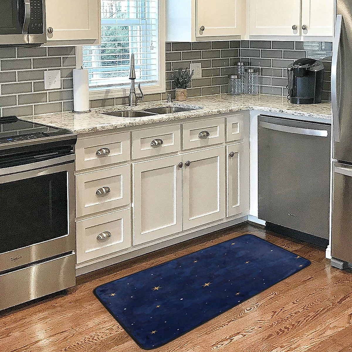 Kigai Starry Night Kitchen Rug Mat Anti-Fatigue Comfort Floor Mat Non Slip Washable Kitchen Rug for Kitchen Washroom Bedroom Sink 39 x 20 inch