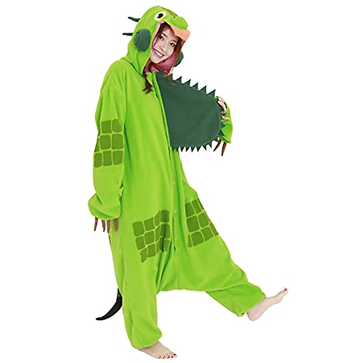 SAZAC Green Iguana Kigurumi - Onesie Jumpsuit Halloween Costume