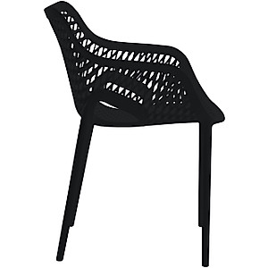 Meridian Furniture 329Black Modern | Contemporary Patio Dining Chair with Polypropylene Plastic, Weather Resisting for Indoor or Outdoor Use, Set of 4, 22.5" W x 24.5" D x 31.5" H, Black