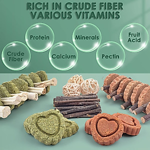 KATUMO Rabbit Treats, Natural Bunny Treats Organic Apple Stick Sweet Bamboo Timothy Hay Chew Toys