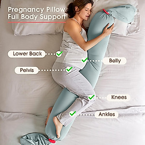 bbhugme Adjustable Pregnancy Pillow – Full Body Support for Side Sleeping - Adjustable Firmness and Shape - Supports Back, Legs, Belly, HIPS for Pregnant Women - Removable Cover - Eucalyptus