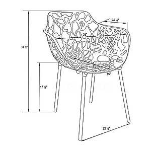 LeisureMod Devon Modern Aluminum Indoor-Outdoor Stackable Side Dining Arm Chair, Set of 2 (White)