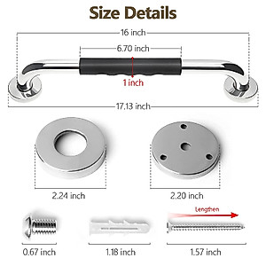 2 Pack Grab Bars for Bathroom, 16 Inch Anti Slip Bathroom Handicap Grab Bars for Showers, Safety Bath & Shower Grab Bar for Seniors, Shower Handles for Elderly, Tesuchan