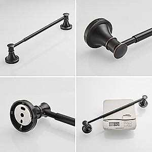 BESy Adjustable Bronze 16.5 to 28.7 Inch Bath Towel Bar Rack for Bathroom Towel Holder, Wall Mounted Towel Bar Rod Hanger Bathroom Hardware Accessories Hotel Style, Stainless Steel, Oil Rubbed Bronze