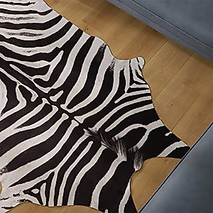 KASENTEX Zebra Hide Print Area Rug, Country Western Rugs, Cute Animal Printed Carpet Floor Mat for Bedroom Living Room Home Decor, Zebra Print 4.6ft x 5.2ft