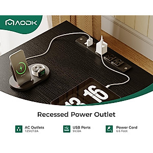AODK 66" L Shaped Computer Desk, 113“ Reversible Home Office Desk with File Cabinet & 4 Fabric Drawers, Two Person Desk with LED Lights & Power Outlet, Corner Gaming Desk with Monitor Shelf, Black