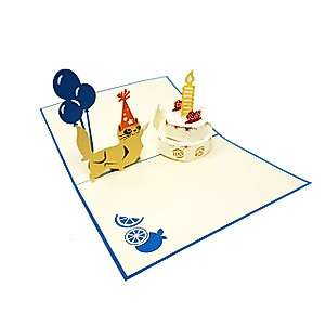 Dog & Cat Pet Birthday 3D Pop Up Greeting Card - For All Occasions - Love, Thank You, Get Well, Congrats - Amazing Gifts For Kids, Family, Friends - Fold Flat, Envelope Included (Cat Birthday)