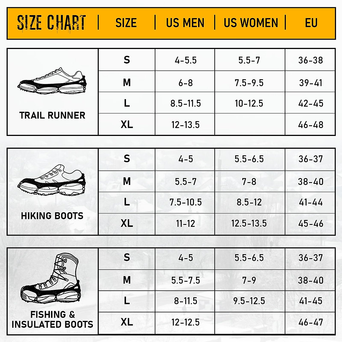 Pecube Ice Cleats for Shoes and Boots Traction Cleats Men Women Boot Chains Crampons for Anti Slip Outdoor Shoveling Hiking Walking on Snow and Ice (Silver, L)