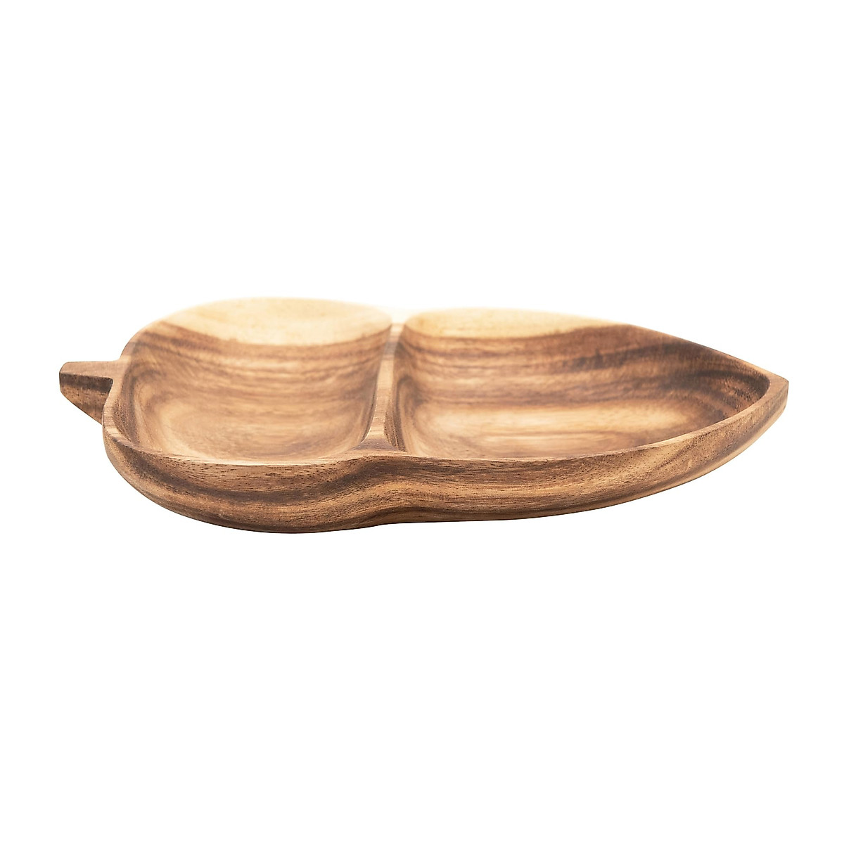 Creative Co-Op 11" L x 8" W x 1-1/2"H Acacia Wood Acorn Shaped Dish w/ 2 Sections Serveware, Multi