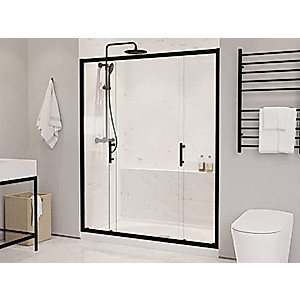 ANZZI 70-in. x 60-in. Framed Double Sliding Shower Door, Resistance Free Hinges for Smooth Opening and Closing, Clear Tempered Glass in Matte Black Finish (SD-AZ15-01MB)