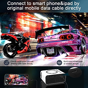 Portable Mini Projector with wifi for iPhone android phone win10 laptop,with Remote Controller Built-in Speaker wireless connect,Audio Port, Tablet USB Flash Driver Compatible