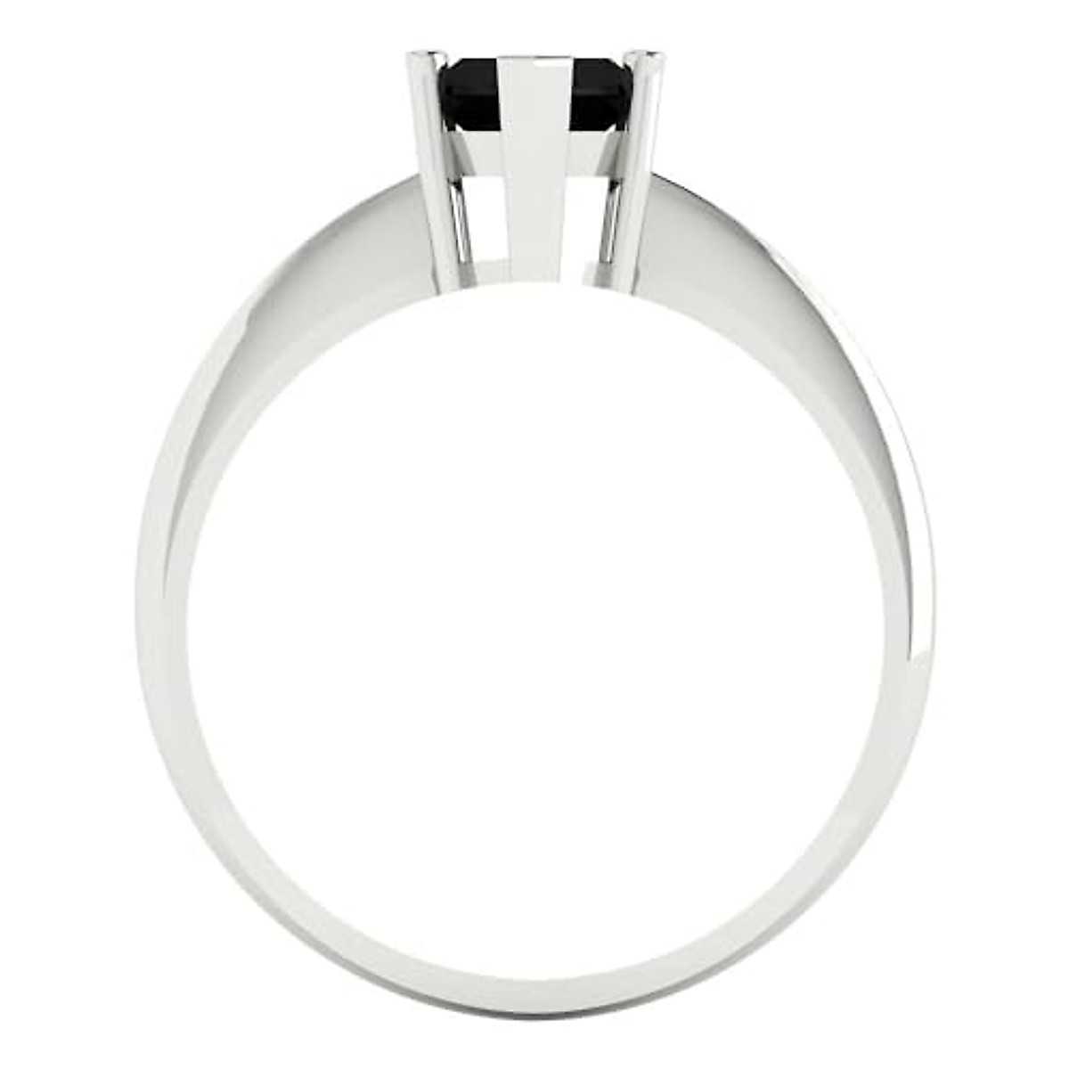 1.50 ct Marquise Cut Solitaire Natural Black Onyx Engagement Bridal Promise Anniversary Ring 18K White Gold Size 3.75