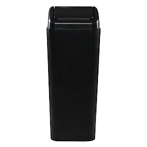 Waikhomes 3.5 Gallons Plastic Trash Can with Swing Lid, Slim Garbage Bin, Black, 1 Pack