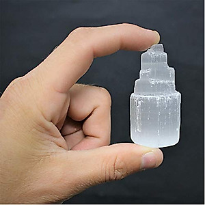 Wixine 2Pcs 1 Selenite Tower & 1 Extra Grade Black Tourmaline Home Protection Kit Reiki