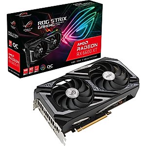 ASUS ROG Strix AMD Radeon RX 6600 XT OC Edition Gaming Graphics Card (AMD RDNA 2, PCIe 4.0, 8GB GDDR6, HDMI 2.1, DisplayPort 1.4a, Axial-tech Fan Design, Super Alloy Power II, GPU Tweak II)