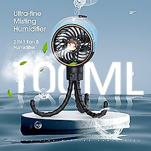 Ausic Misting Fan, 100ml Stroller Fan with Mist, Portable Fan Outdoor 360° Pivot, Clip on Fan Detachable Tripod, Personal Beach Fan, Golf Cart Fan, Handheld Fan, Desk Fan for Treadmill, Car Seat