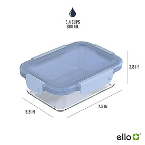 Ello Duraglass 10Pc Glass Meal Prep Container Set with Silicone Boot, Airtight Lids - BPA-Free, Dishwasher Safe