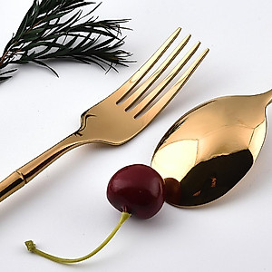 60 Piece Bamboo Shaped Flatware Set Service for 12, 18/10 Stainless Steel Rose Gold Bamboo Handle Silverware Cutlery Set For Home Kitchen Hotel Utensils, Mirror Polished, Dishwasher Safe