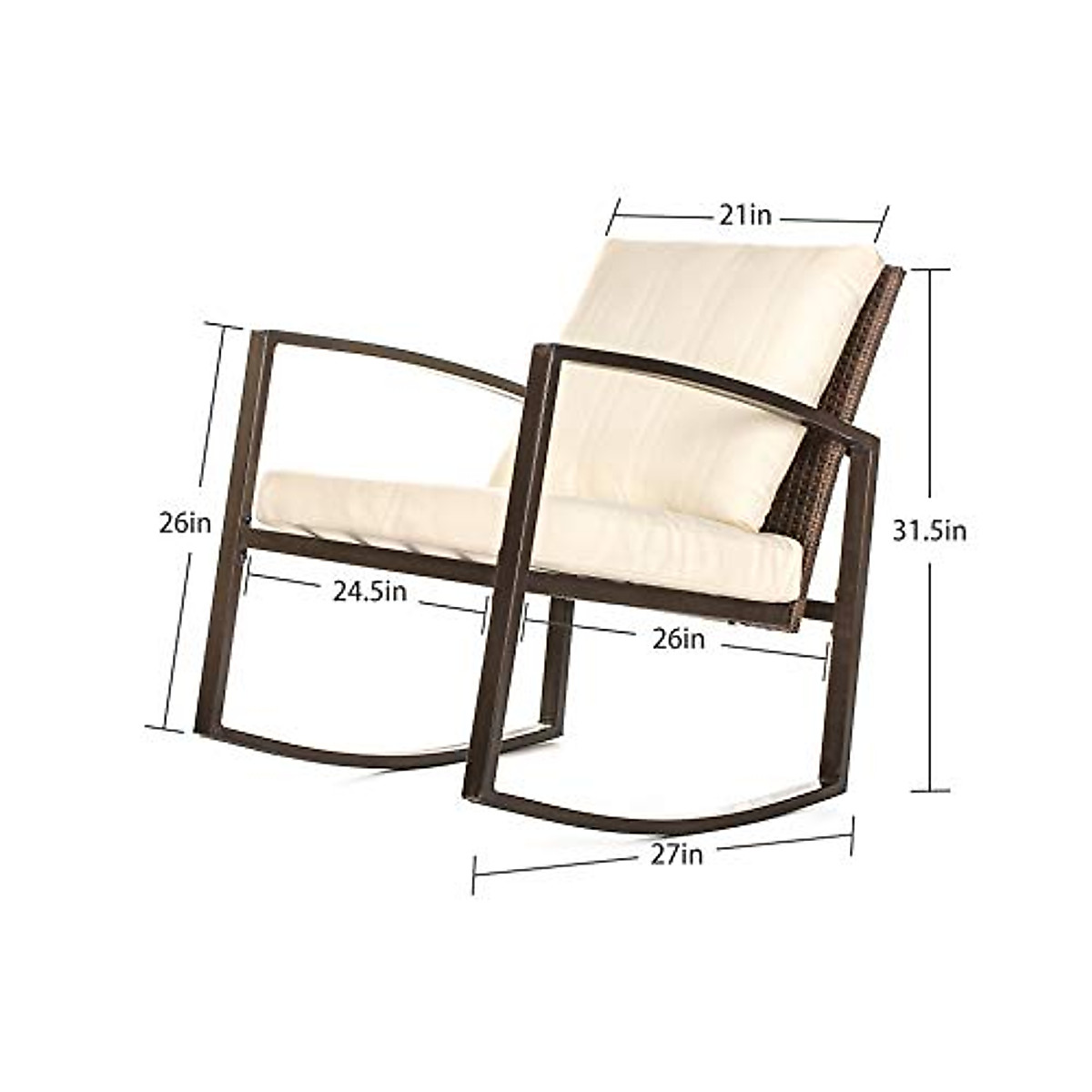 W HOME Rocker 3 PCs Furniture Set, Brown
