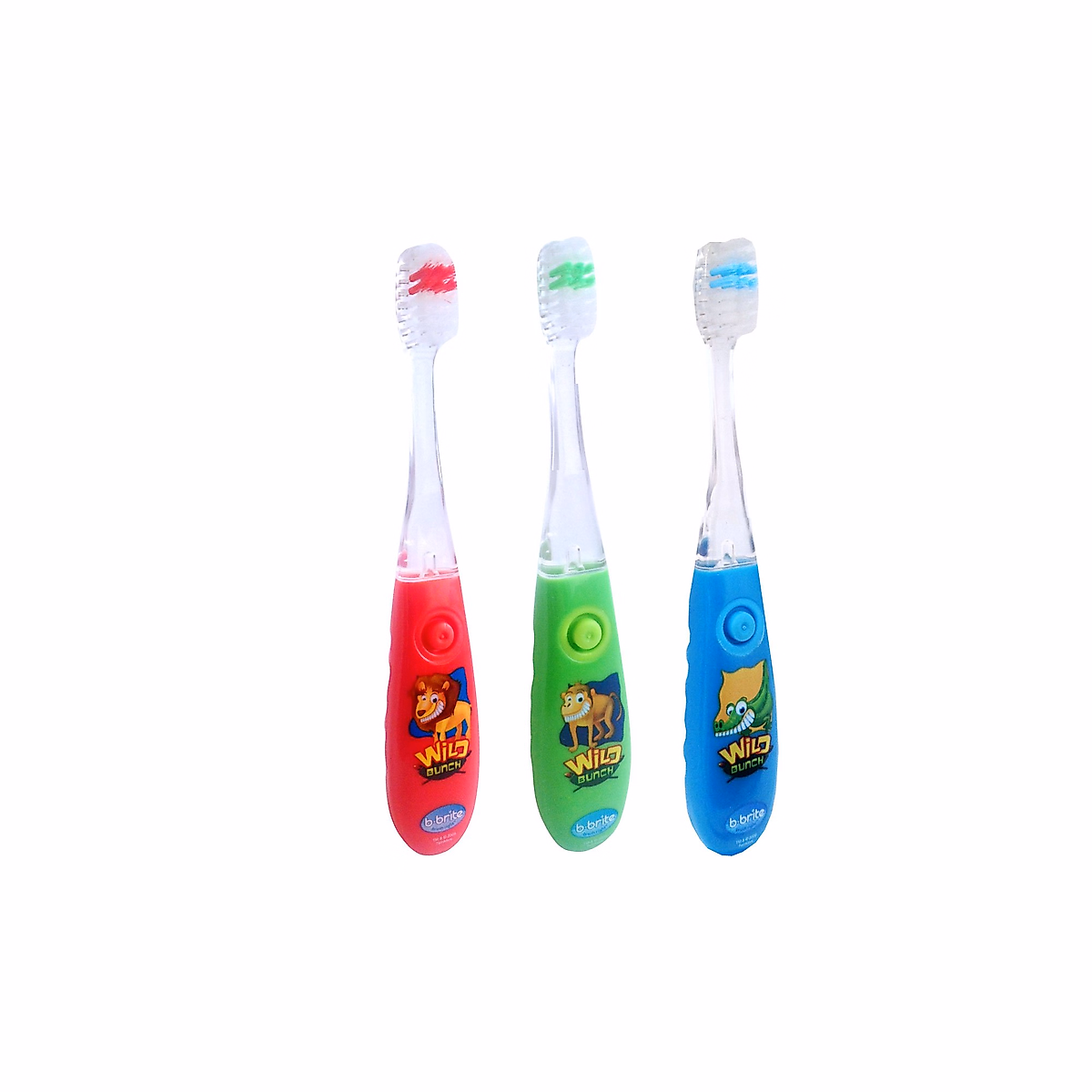 Children's Battery Powered Toothbrush with Flashing Timer - Pack of 3 (Wild Bunch - Boys)