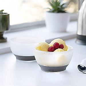 Host Ice Cream Freeze Bowl, Set of 2 Double Walled Insulated Freezer Gel Chiller Kitchen Accessory for Dessert, Dip, Cereal, with Comfort Silicone Grip, Plastic, Grey