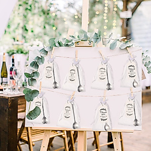 50 Sets Heart Shaped Tea Spoons Wedding Favor for Guests 5.63'' Heart Shaped Mini Spoons Creative Love Spoons with Sheer Bags Labels for Wedding Guest Souvenir Bridal Shower Tea Party Favors (White)