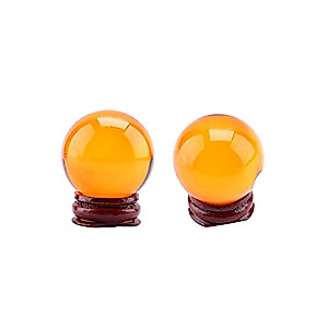 40 MM Citrine Crystal Sphere Ball, Feng Shui Crystal Natural Transparent Crystal Ball Citrine Quartz Crystal with Holder for Wealth