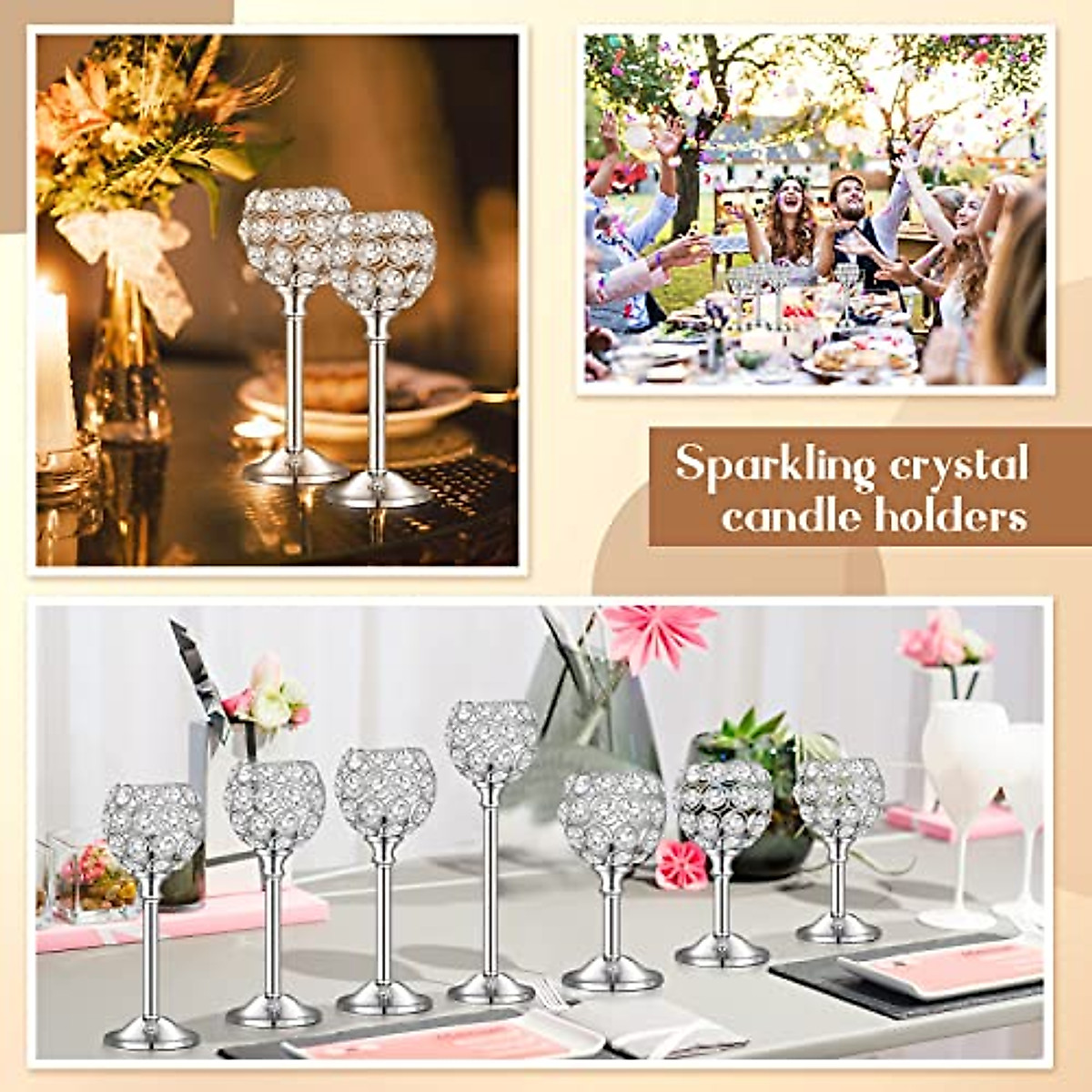 18 Pieces Crystal Candle Holders Bulk Candle Stick Holder Centerpieces for Table Wedding Centerpieces Crystal Decorative Tealight Candle Dining Table Candle Holder Decor for Party (Silver)