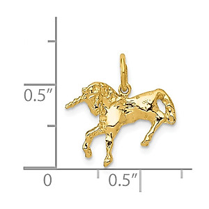 Solid 14k Yellow Gold Unicorn Charm Pendant (14mm x 16mm)