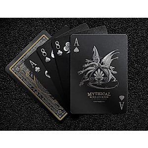 Mythical Creatures Playing Cards - Black, Silver & Gold Edition | Waterproof PVC | Greek, Norse, Egyptian, East Asian Designs | Custom Hand-Drawn Art