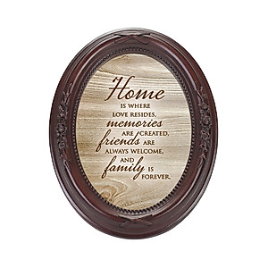 Cottage Garden Home is Where Love Resides Mahogany Finish Floral 5 x 7 Oval Table Top and Wall Photo Frame