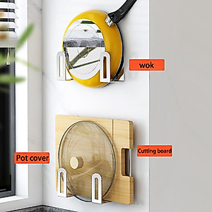 Self Adhesive Stainless Steel Pan Cover Racks ,Pantry Organization Rack, Cutting Board Storage , Pot Lid Holder