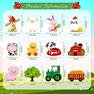 12 Pieces Farm Animals Refrigerator Magnets Farmhouse Toddlers Educational Refrigerator Decorative Magnetic Nursery Cat Dog Cow Rabbit Farm Animals Party Favors Locker Dishwasher Stickers