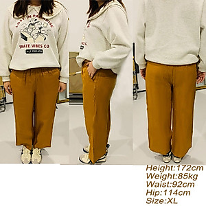 LaovanIn Women's Wide Leg Palazzo Pants Linen Drawstring Cropped Pants Trousers Culottes Coffee Medium