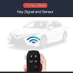 INFIPAR 2pcs Compatible with 2019 2020 RAM 2500 3500 5500 Black Silicone Case Cover Protector Keyless Remote fit 5 Buttons 2019 2020 RAM 2500 3500 4500 5500 Truck Pickup Only for Push Button Start