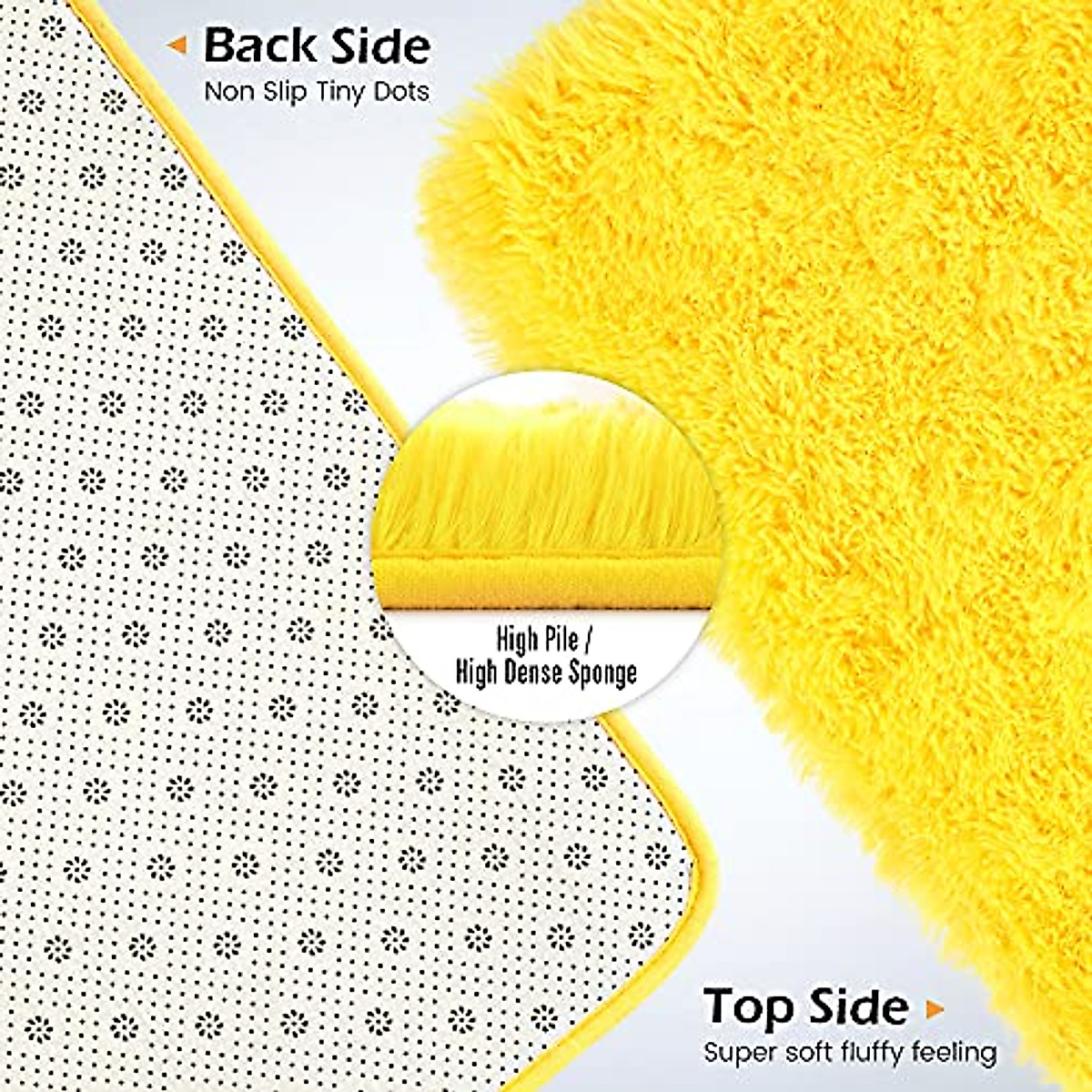 Amearea Premium Soft Fluffy Rug Modern Shag Carpet, 4x5.3 Feet, Fuzzy Shaggy Rugs for Bedroom Living Room Teen Apartment Decor, Comfortable Indoor Furry Dorm Carpets, Yellow