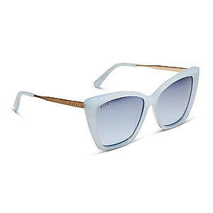 DIFF Becky II Designer Oversized Cat Eye Sunglasses for Women UV400 Protection, Blue Dust + Blue Gradient Flash