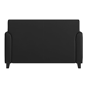 Flash Furniture Hercules Diplomat Series LeatherSoft Upholstered Loveseat, Modern Small Sofa for Living Room or Office, Black