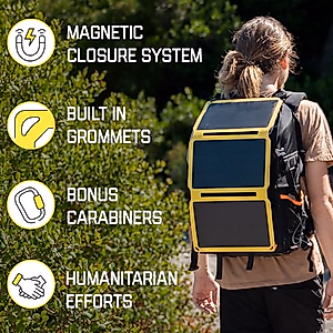 SunJack 25 Watt Foldable IP67 Waterproof ETFE Monocrystalline Solar Panel Charger with USB-C and USB-A for Cell Phones, Tablets and Portable for Backpacking, Camping, Hiking and More