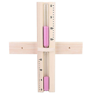 Biitfuu 15 Minutes Wooden Sandglass Timer Wall-Mounted Rotating Hourglass Timer Room Glass Sand Clock with Pink Sands for Sauna Room