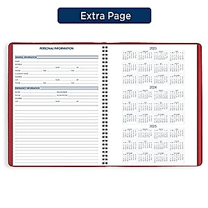 AT-A-GLANCE 2024 Weekly Planner, Quarter-Hourly Appointment Book, 8-1/4" x 11", Large, Red (709401324)
