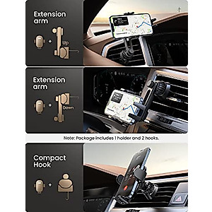 LISEN Phone Mount for Car [Enjoy Never Blocking] Universal Car Phone Holder Mount [Easily Install] Cell Phone Holder for Car [2 Mounting Options] Compatible for iPhone 14 13 Pro Samsung All Phones