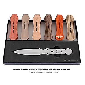 EZSMITH Double Skinner Knife Kit - DIY Fixed Blade Knife Making Series - (Blade Blank & Pinstock w/Padauk Handle Scales) - (USA Design) - (Gift Boxed) - (by KnifeKits)